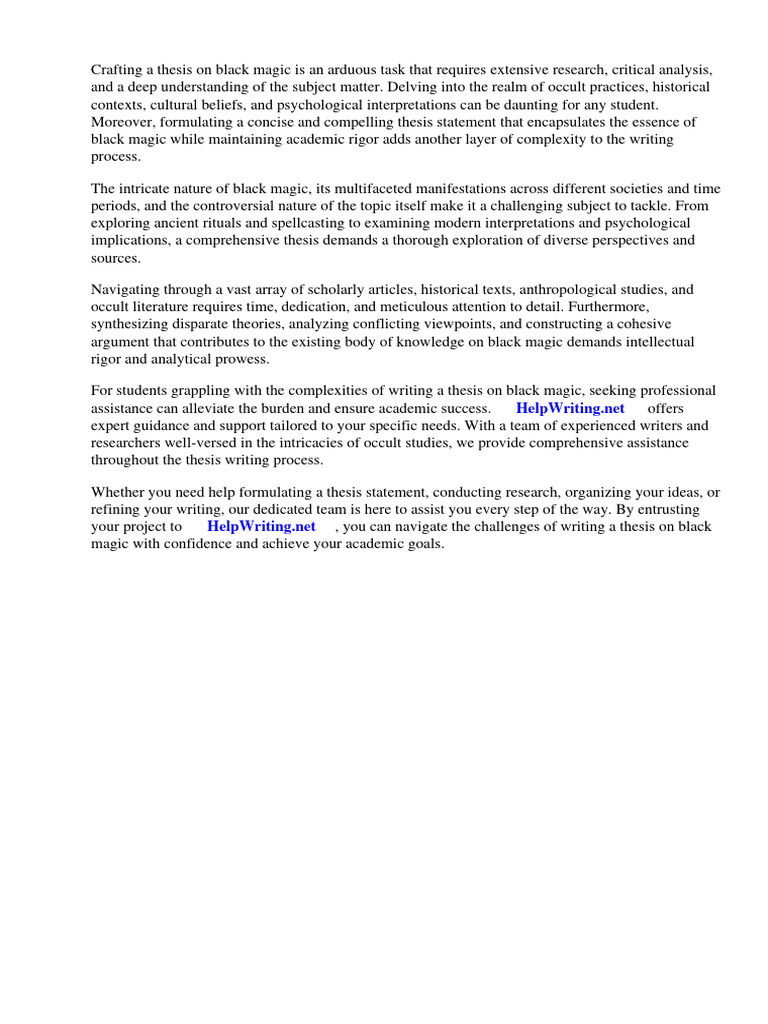 Black Magic Thesis Statement | PDF | Thesis | Essays
