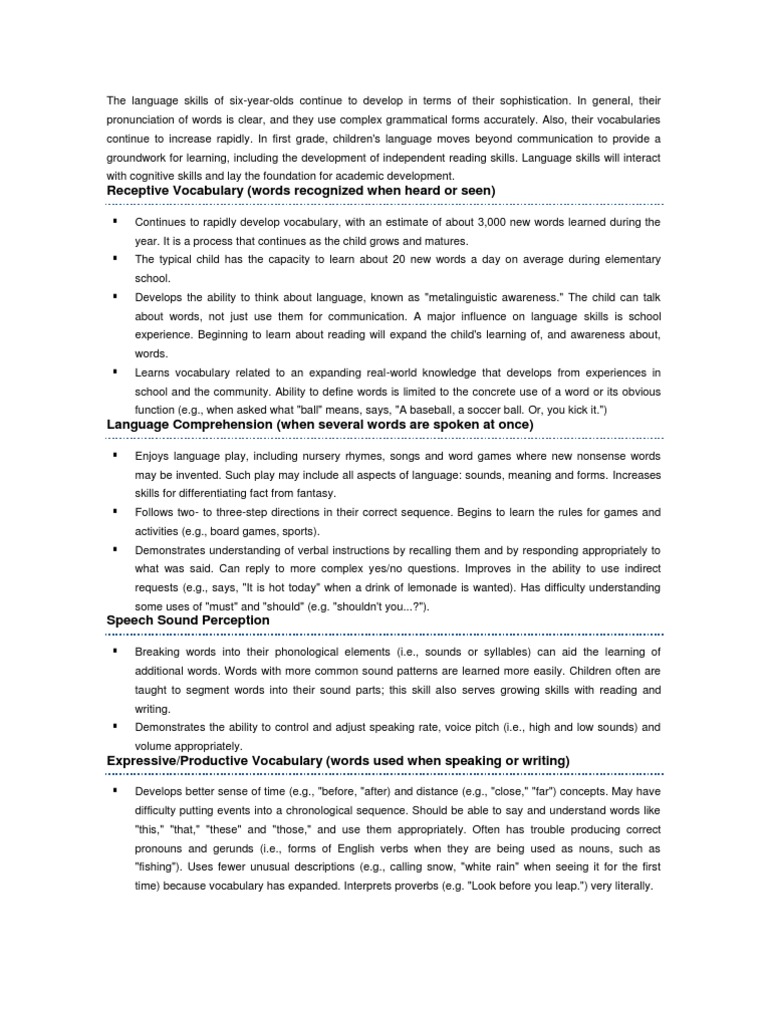 Receptive Vocabulary (Words Recognized When Heard or Seen) | Download ...