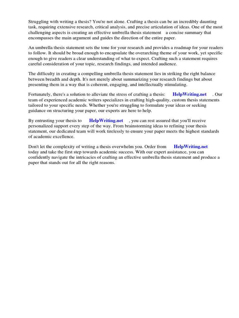 Umbrella Thesis Statements | PDF | Essays Umbrella Thesis Statements | PDF | Essays
