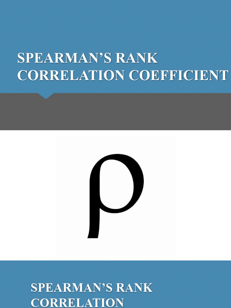 Spearmans Rank Correlation Coefficient Pdf Spearmans Rank