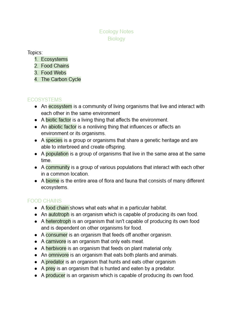 Ecology | PDF | Food Web | Ecosystem