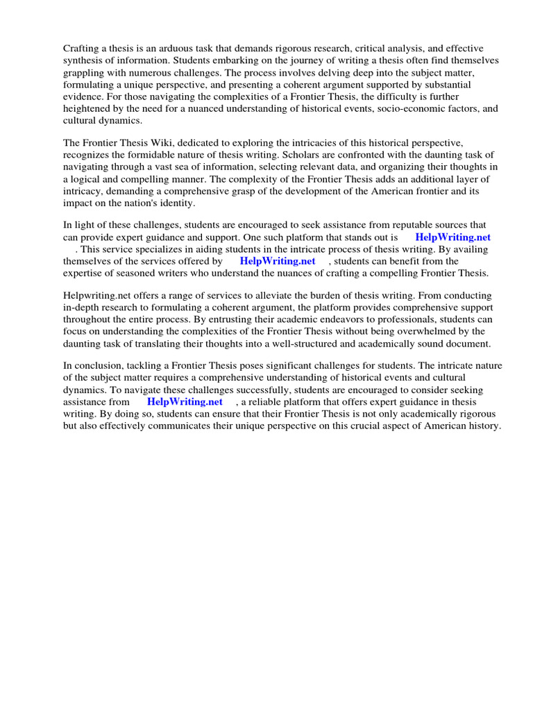 Frontier Thesis Wiki | PDF | American Frontier | The United States