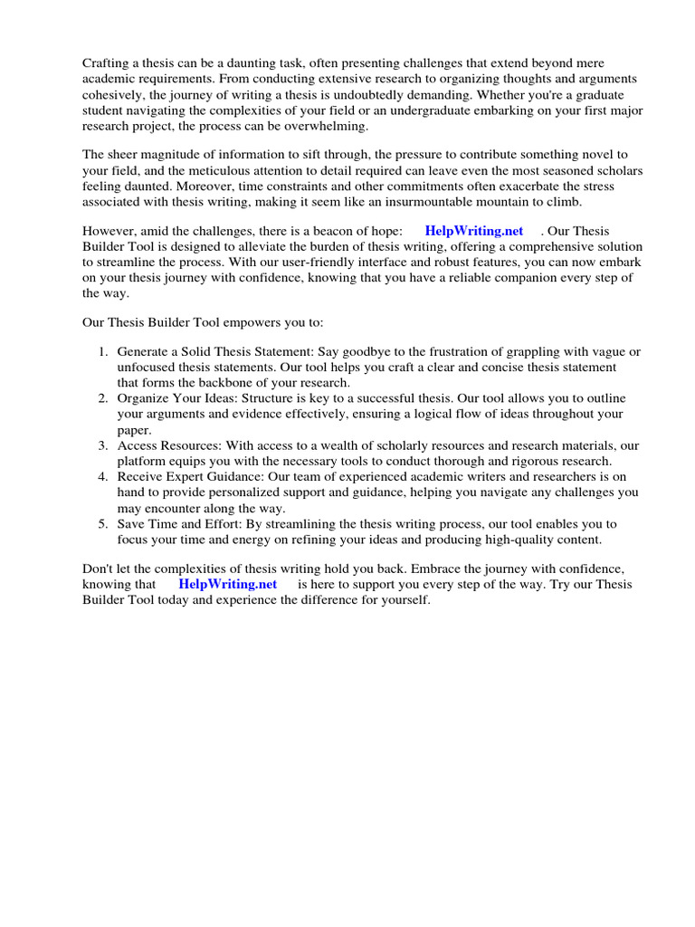 Thesis Builder Tool | PDF | Thesis | Essays