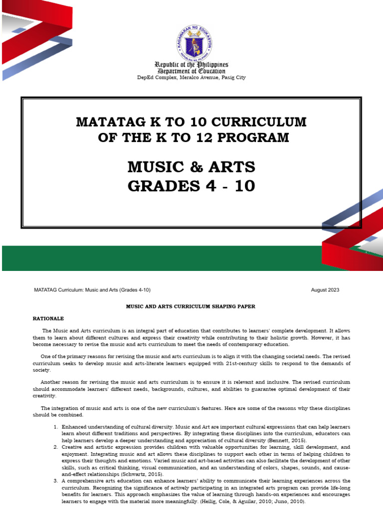 Final Matatag Music and Arts CG 2023 Grades 4-10 | Download Free PDF ...