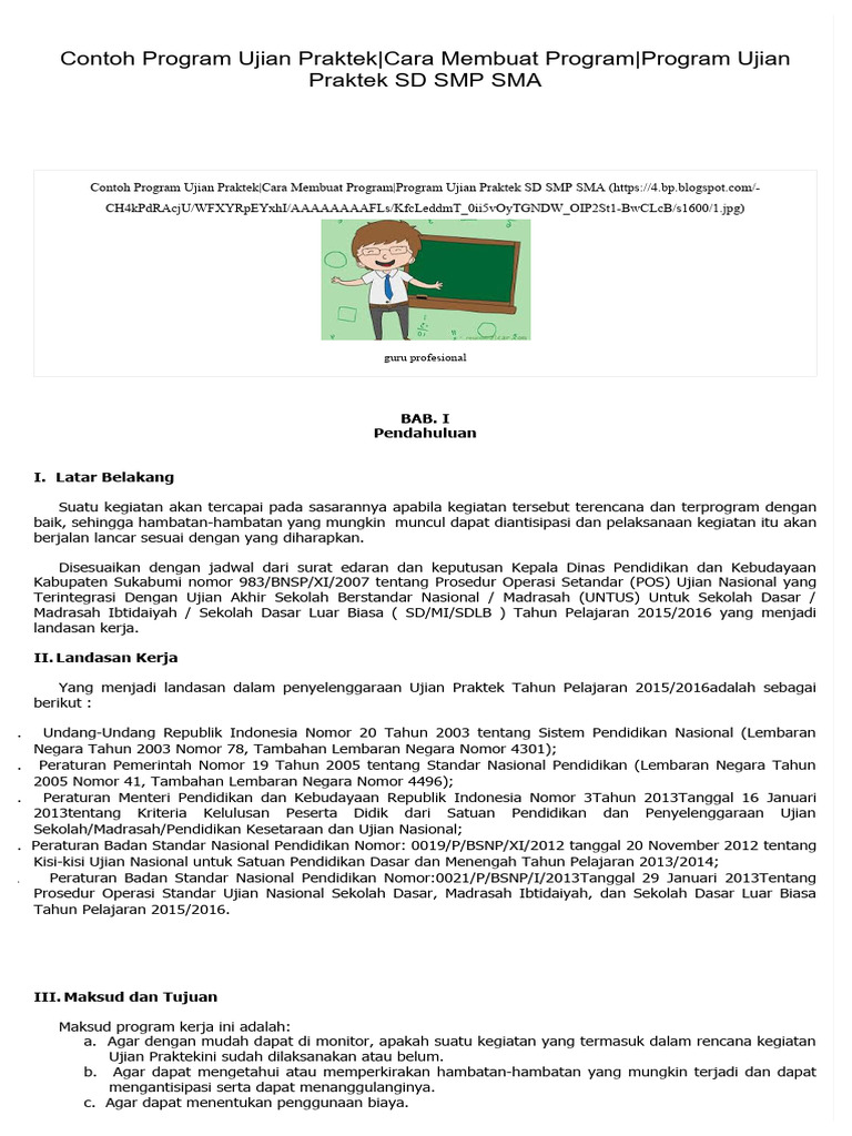 Contoh POS Ujian Praktek | PDF