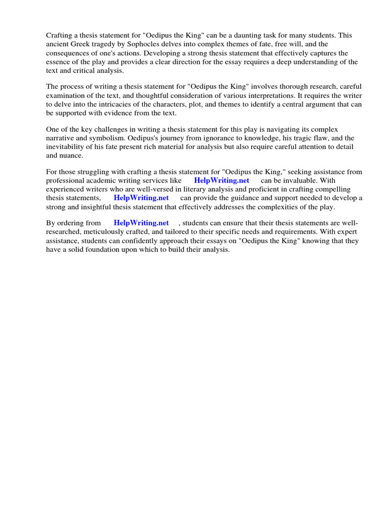 Good Thesis Statements For Oedipus The King | PDF | Sophocles