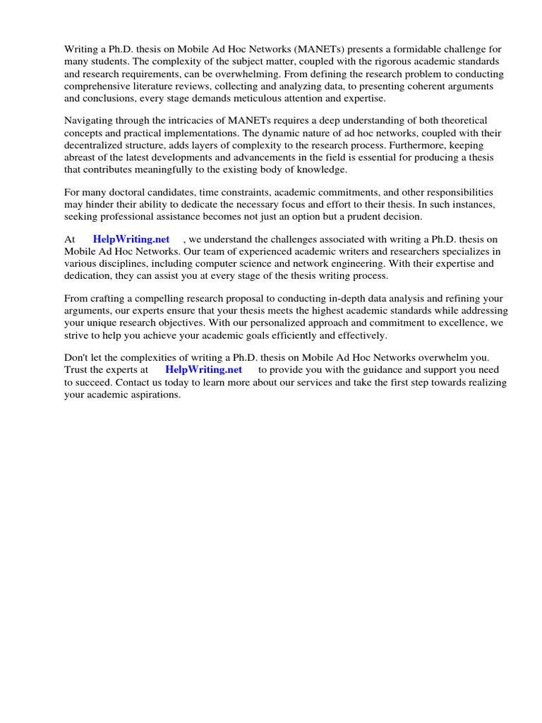 PHD Thesis On Mobile Ad Hoc Networks | PDF | Wireless Ad Hoc Network ...