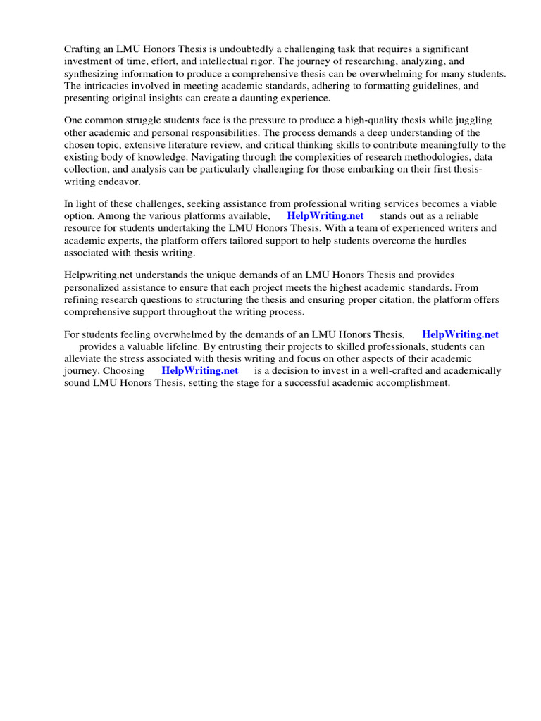 Lmu Honors Thesis | PDF | Mental Disorder | Major Depressive Disorder