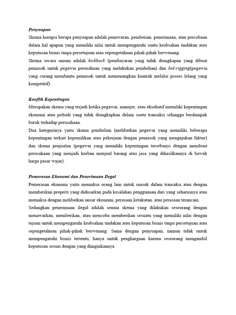 Penyuapan Dan Konflik Kepentingan | PDF