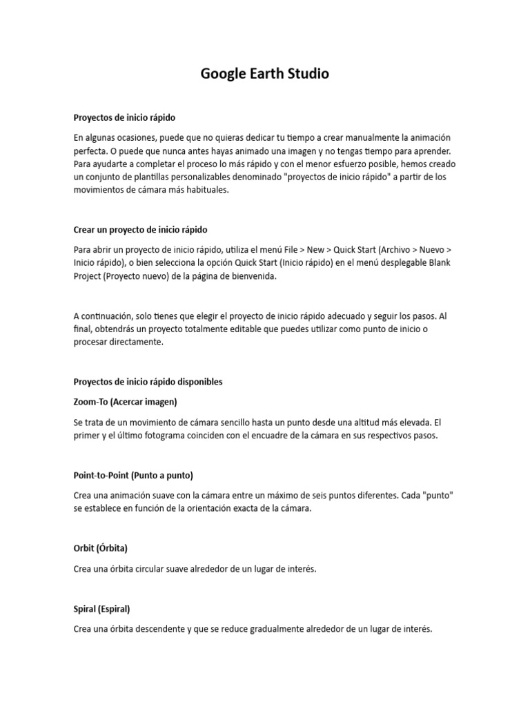 Proyectos de Inicio Rápido en Google Earth Studio | PDF