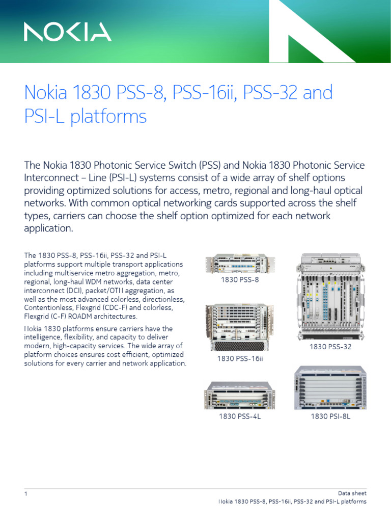 Nokia 1830 PSS Platforms Overview | PDF | Wavelength Division Multiplexing | Computer Network