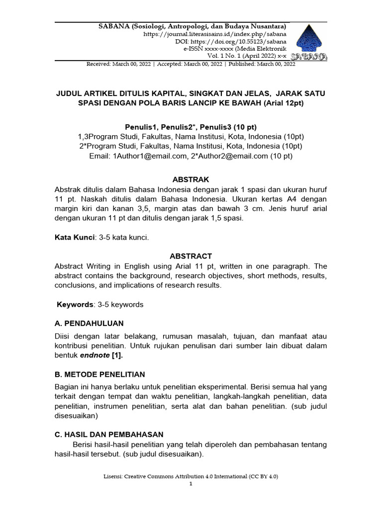 Templete Jurnal Sabana | PDF