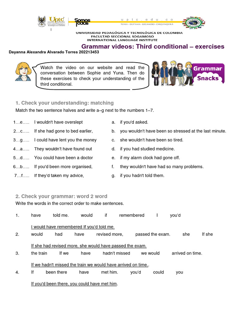 Third Conditional Grammar Exercises | PDF | Language Arts & Discipline