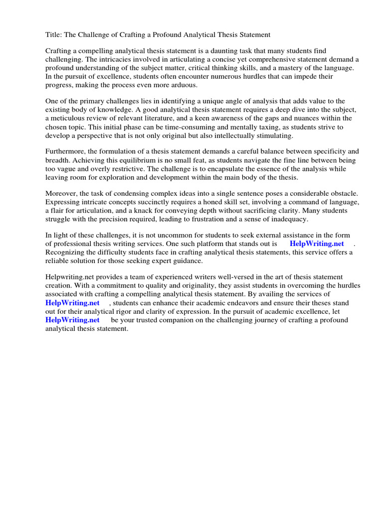 How To Write A Good Analytical Thesis Statement | PDF