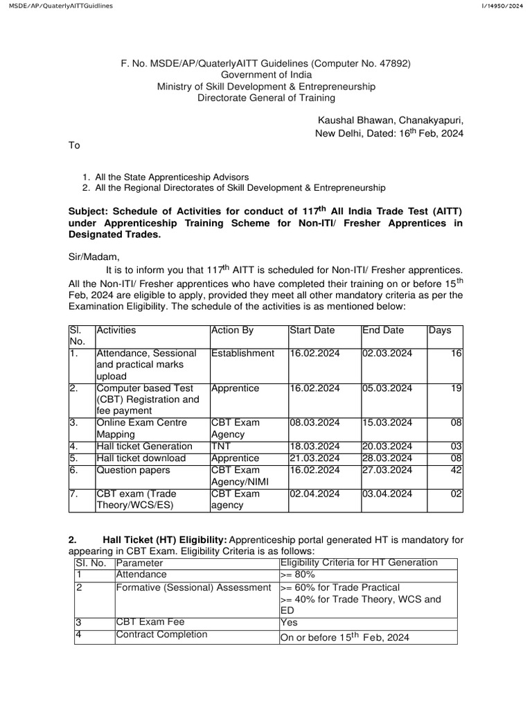 117-AITT-Schedule-Signed | PDF | Apprenticeship | Vocational Education