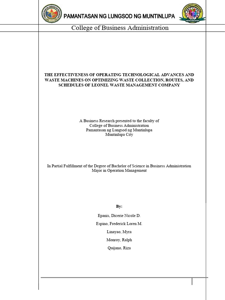 Optimizing Waste Management at Leonel | PDF | Waste Management | Waste