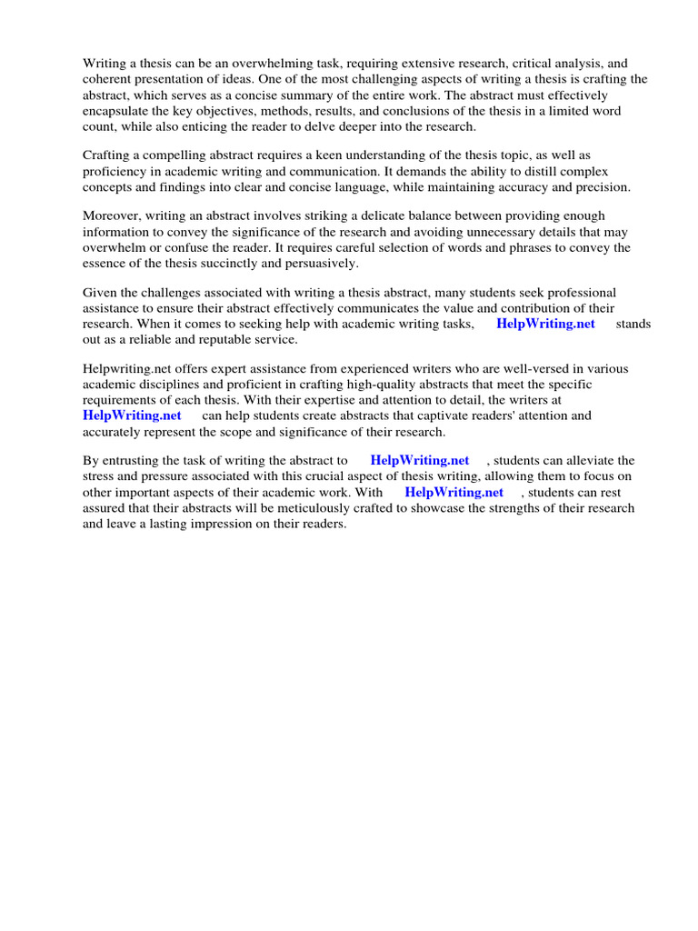 Abstract In Thesis Example Pdf Thesis Abstract Summary