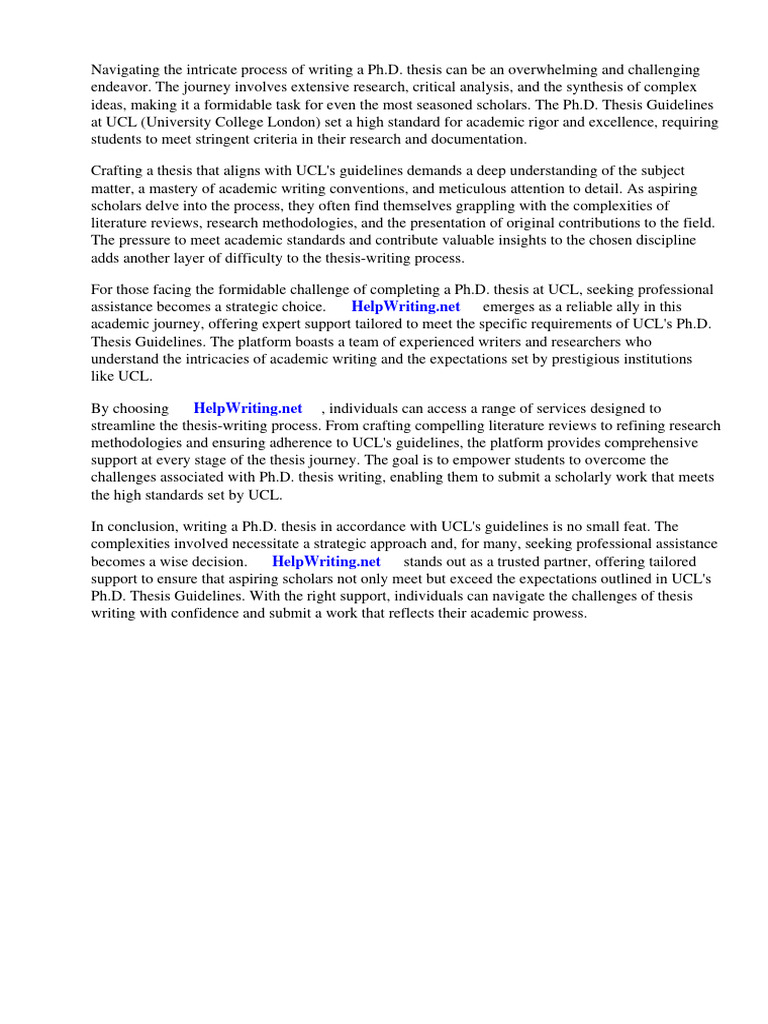 PHD Thesis Guidelines Ucl | PDF | Thesis | Doctor Of Philosophy