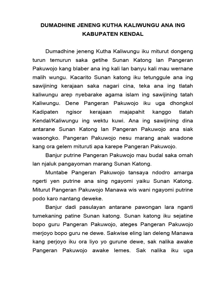 Asal - Usule Kutha Kaliwungu - Kendal | PDF