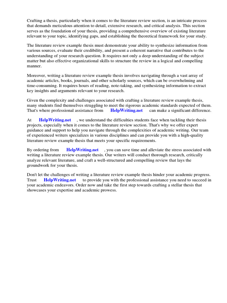 Literature Review Example Thesis | PDF | Thesis | Essays