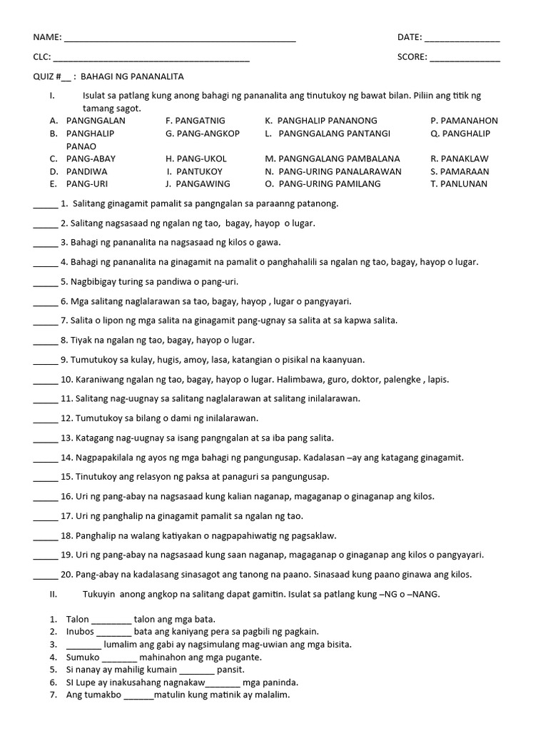 Bahagi Ng Pananalita Chart 8 Bahagi Ng Pananalita Filipino Kulturaupice ...