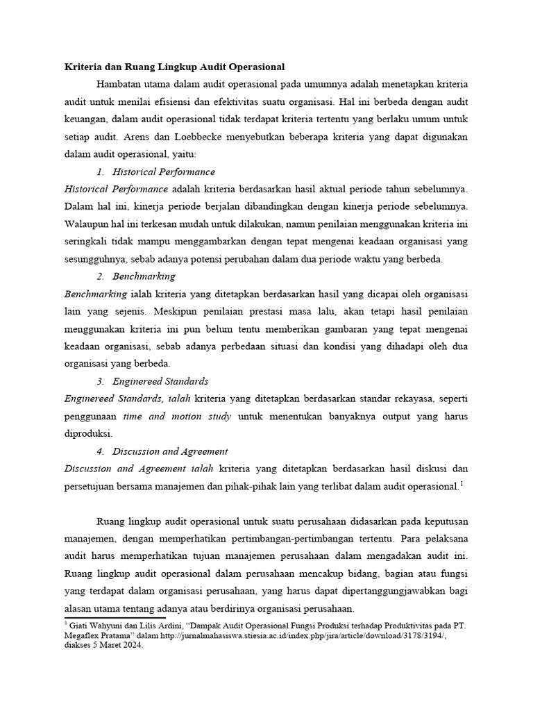 Kriteria Dan Ruang Lingkup Audit Operasional | PDF | Bisnis