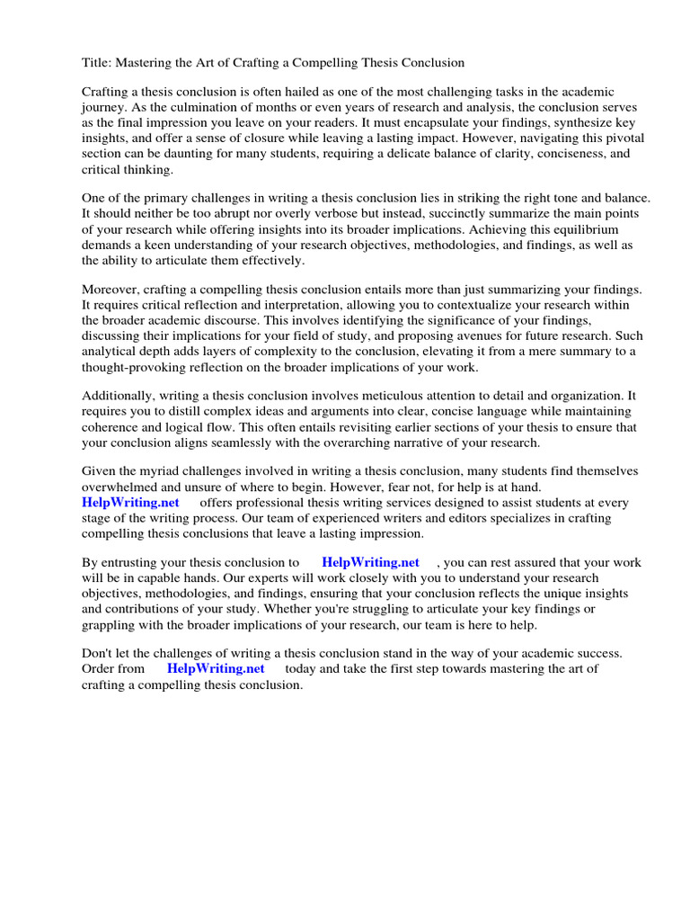 How To Write Good Thesis Conclusion | PDF | Essays | Thesis