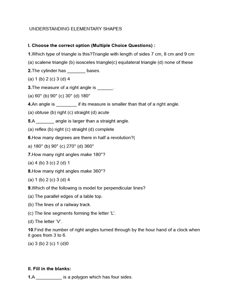 Understanding Elementary Shapes | PDF