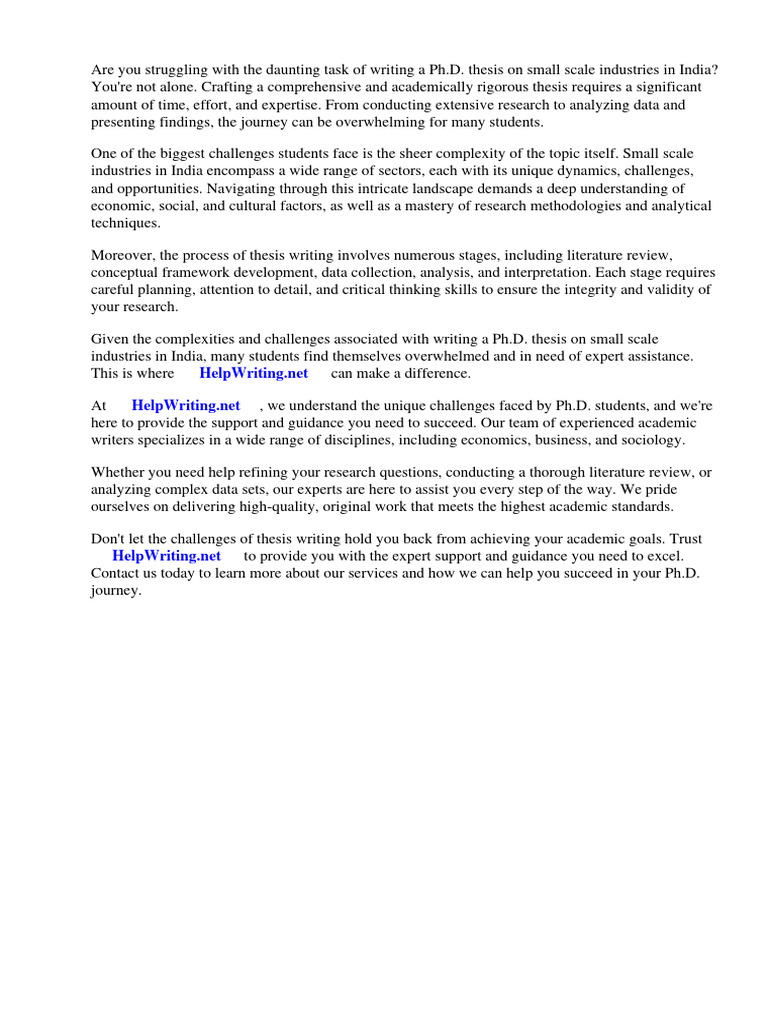 Phd Thesis on Small Scale Industries in India | PDF | Thesis ...