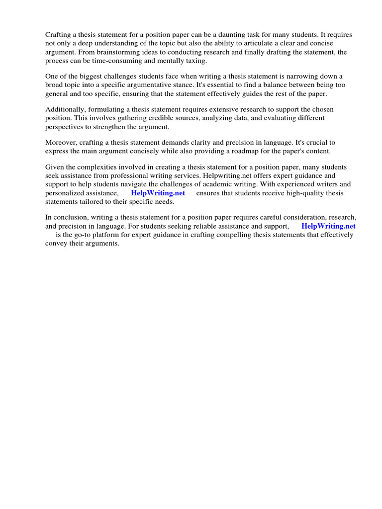 How To Make A Thesis Statement For A Position Paper | PDF
