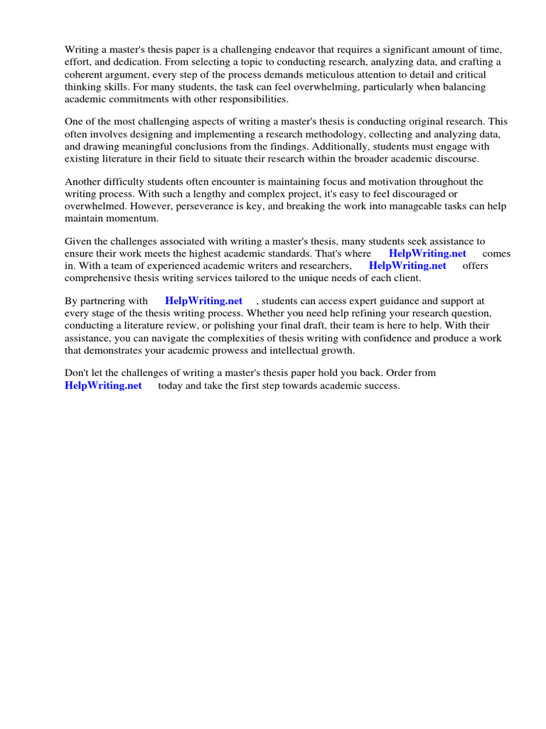 How To Write A Masters Thesis Paper | PDF | Thesis | Methodology