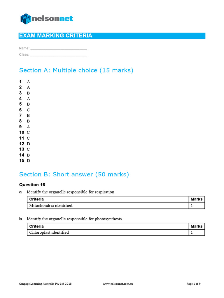 Nelson Practice Biology Paper Answers | PDF | Biodiversity | Chloroplast