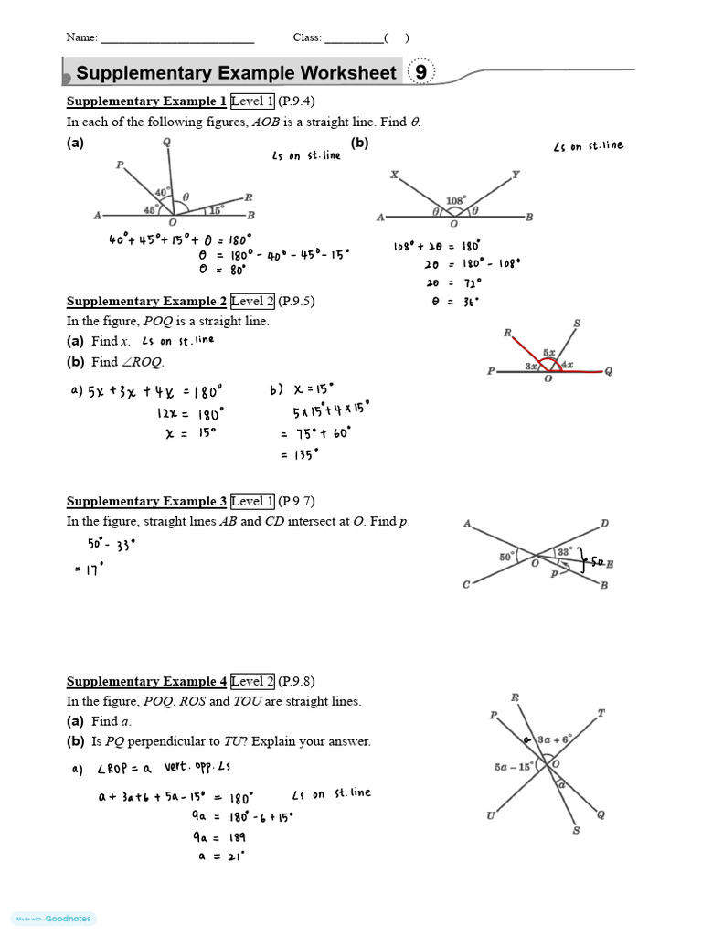 Supplementary Worksheet | PDF | Elementary Geometry | Euclidean Geometry