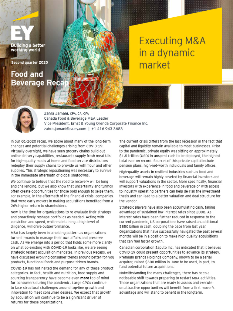 Ey Food and Beverage Recap q2 2020 | PDF | Mergers And Acquisitions ...