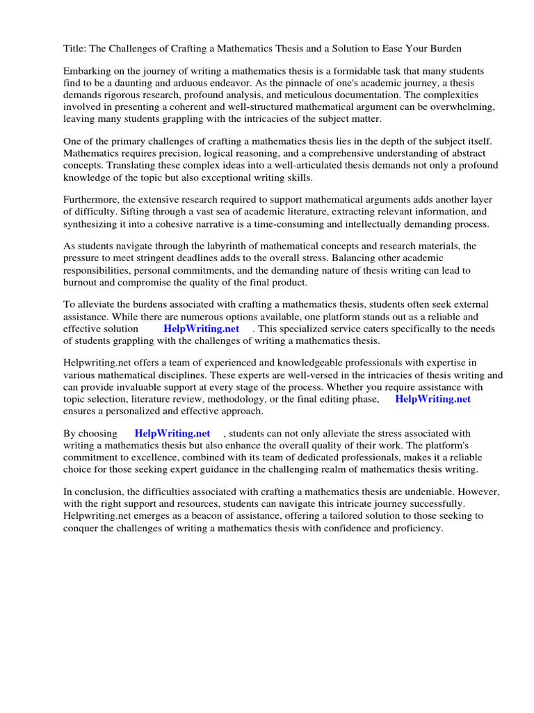 Maths Thesis Example | PDF | Mathematics | Thesis