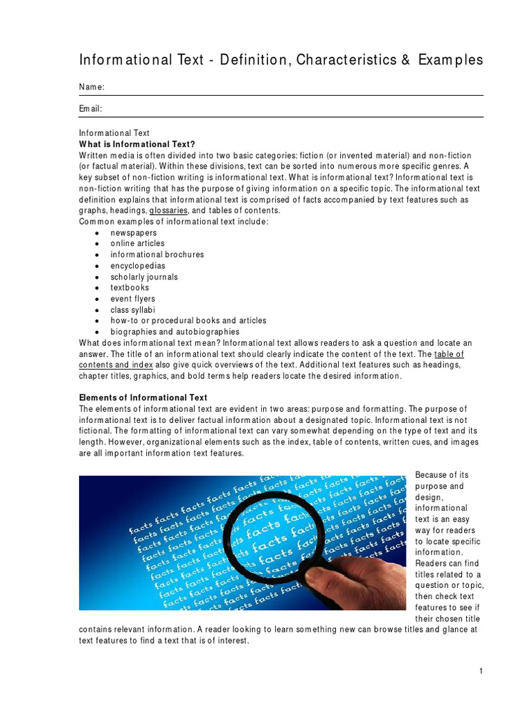 Informational Text - Definition, Characteristi | PDF | Graphics | Chart