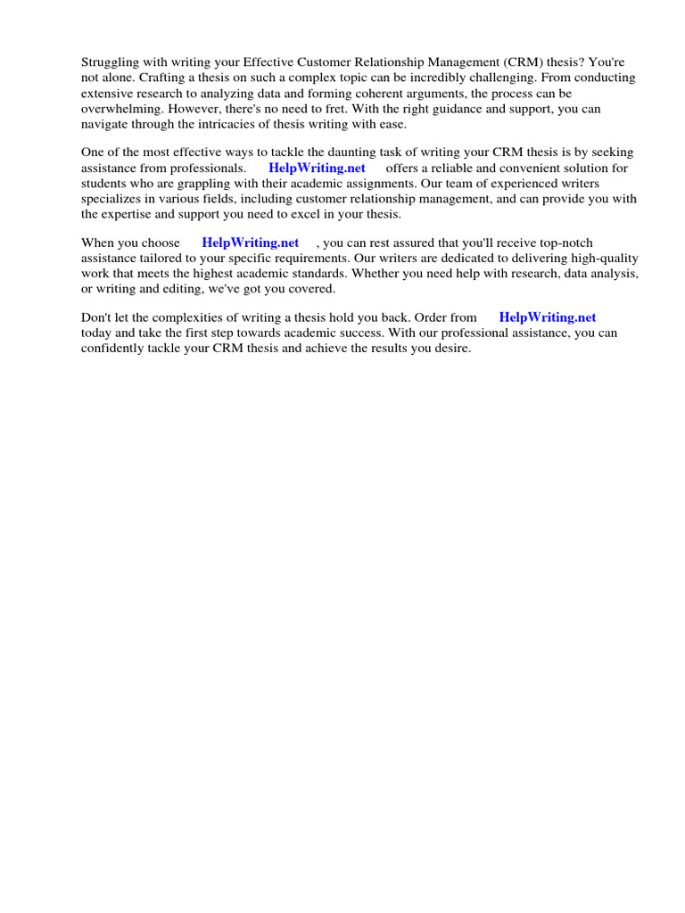 Effective Customer Relationship Management Thesis | PDF | Customer ... Effective Customer Relationship Management Thesis | PDF | Customer ...
