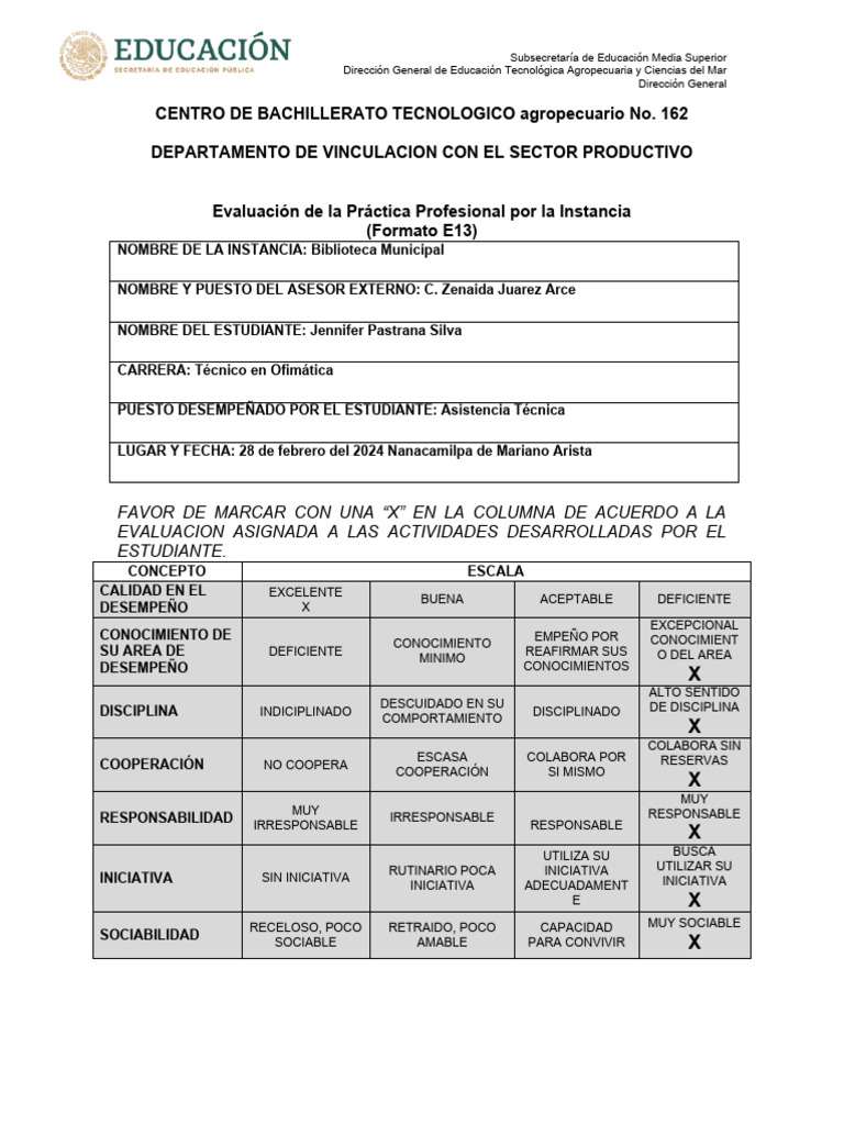 FORMATO E13 2024 | PDF