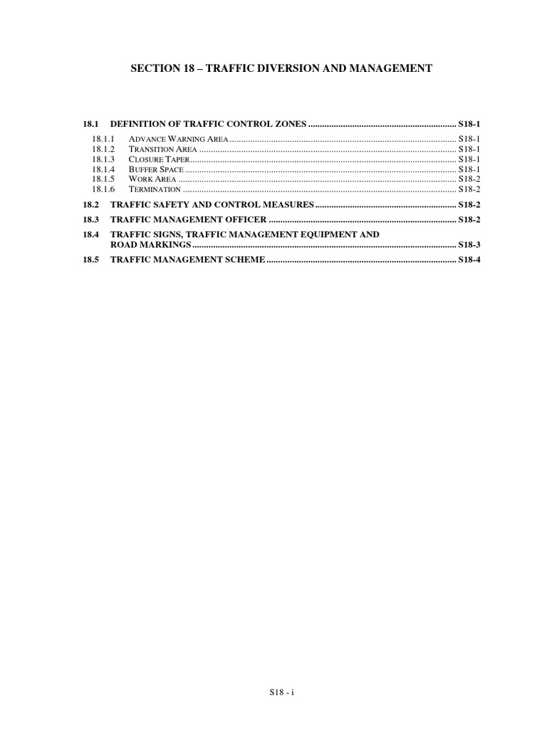Section 18 - Traffic Diversion and Management | PDF | Traffic | Road