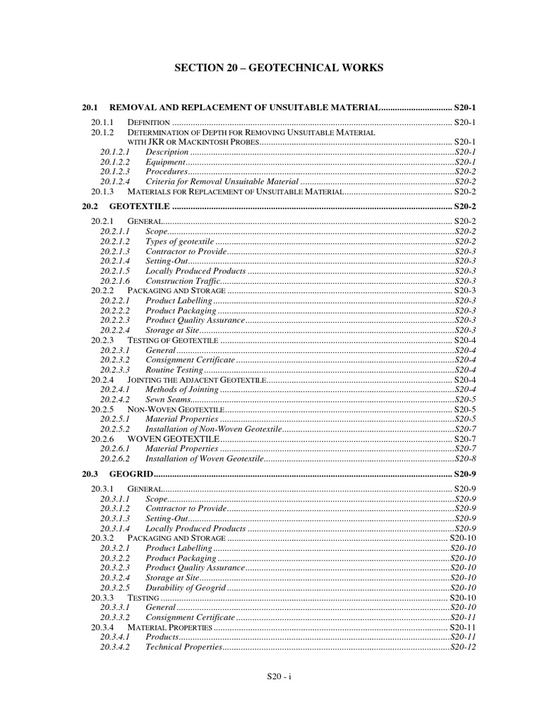 Section 20 - Geotechnical Works | PDF