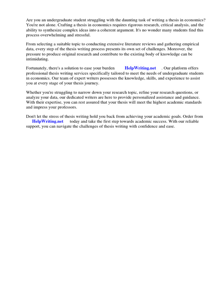 Economics Thesis Topics For Undergraduates | PDF | Economics | Thesis
