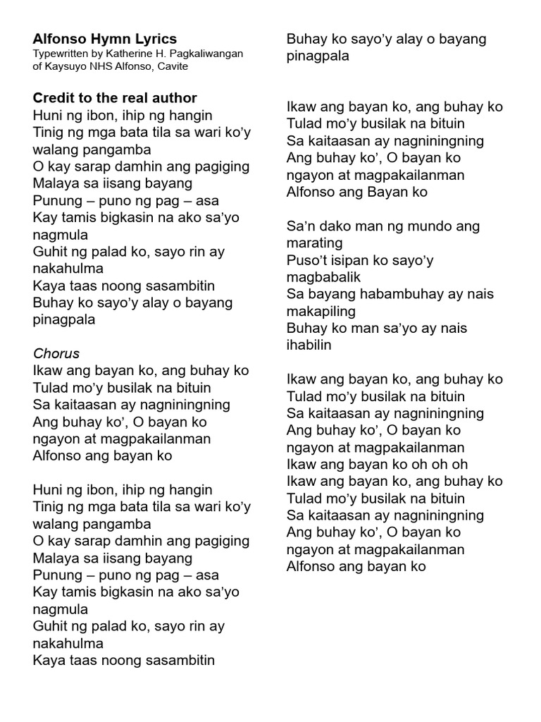 Alfonso Hymn Lyrics | PDF