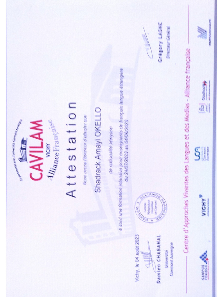 Attestation CAVILAM | PDF