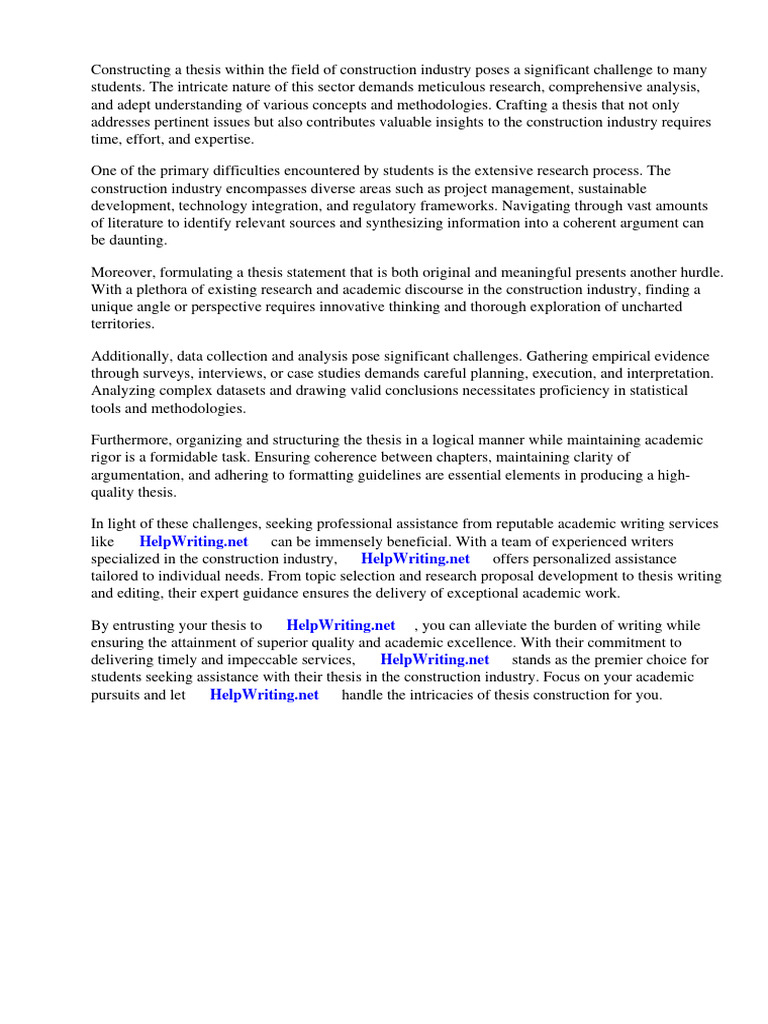 Thesis Construction Industry | PDF | Methodology | Thesis