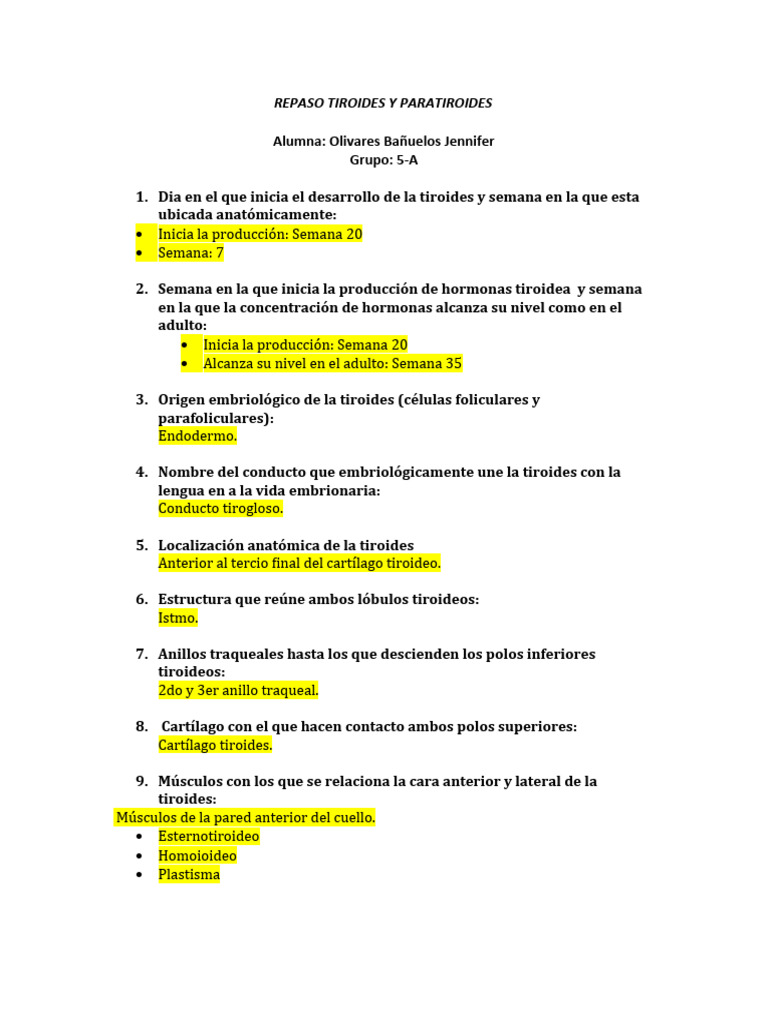 REPASO TIROIDES Y PARATIROIDES, Olivares Bañuelos Jennifer | PDF ...