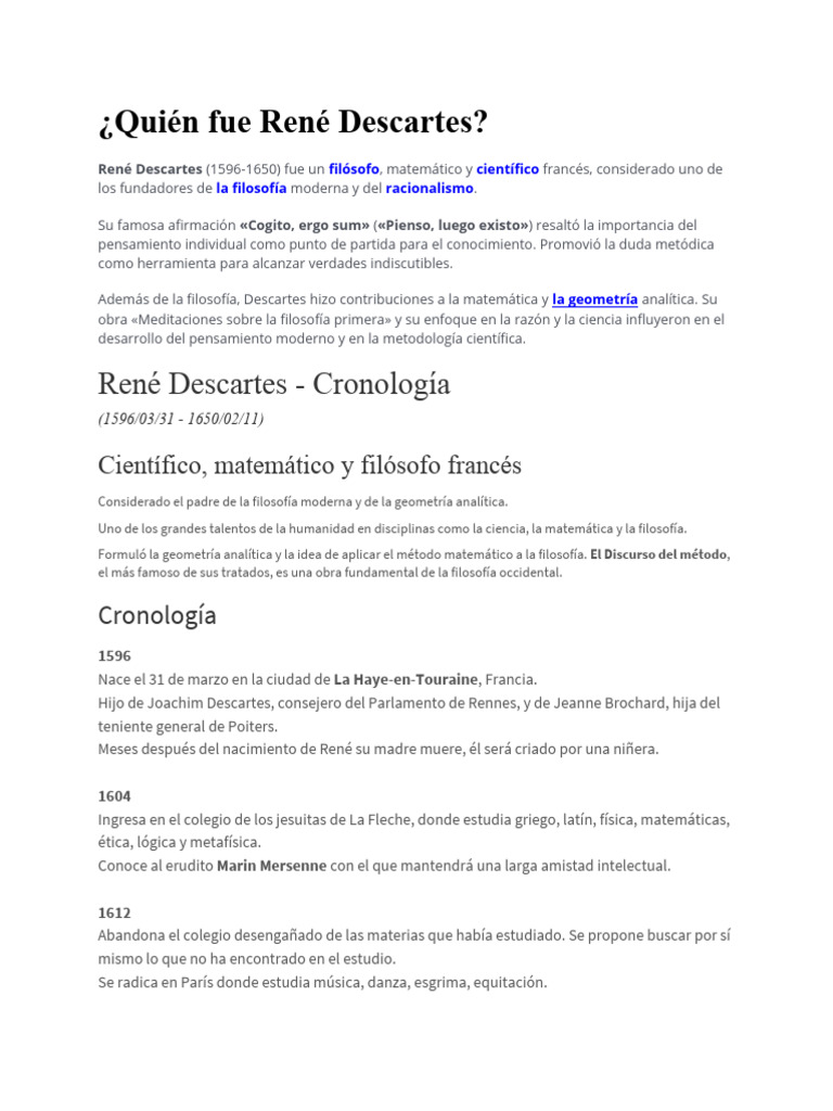 Quién fue René Descartes | PDF | René Descartes | Epistemología
