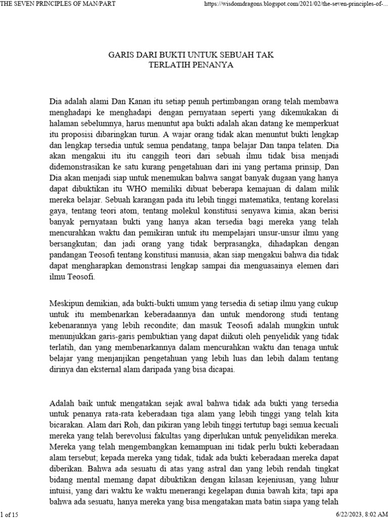 Prinsip Teosofi dan Bukti Eksistensi Alam | PDF