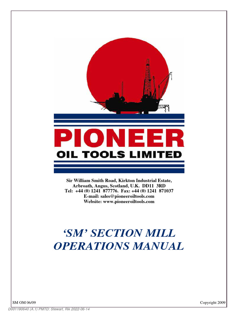 Pioner Section Mill - Paramaters | PDF | Casing (Borehole) | Screw