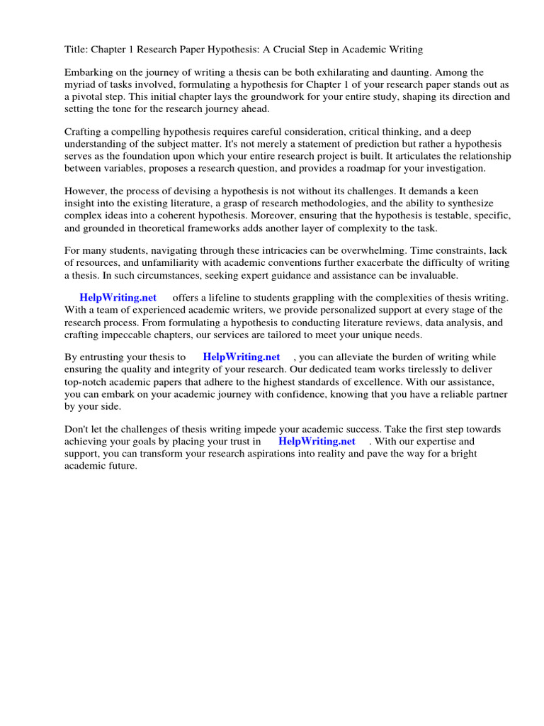 Chapter 1 Research Paper Hypothesis | PDF | Hypothesis | Scientific Method