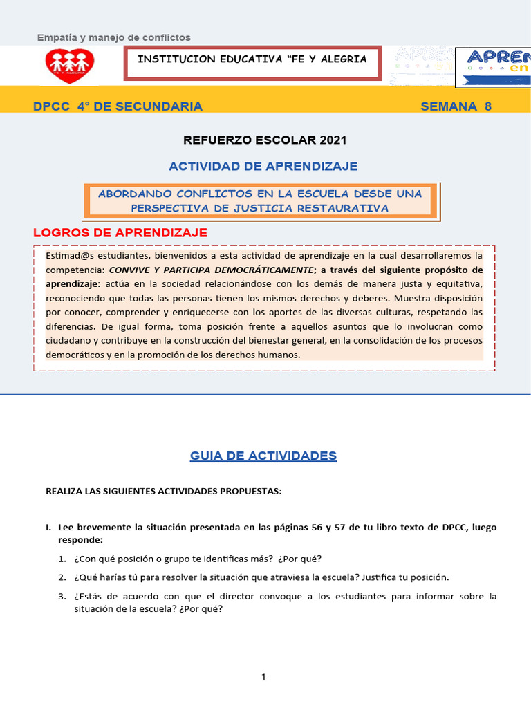 DPCC 4° Semana 8 | Descargar gratis PDF | Justicia | Crimen y violencia